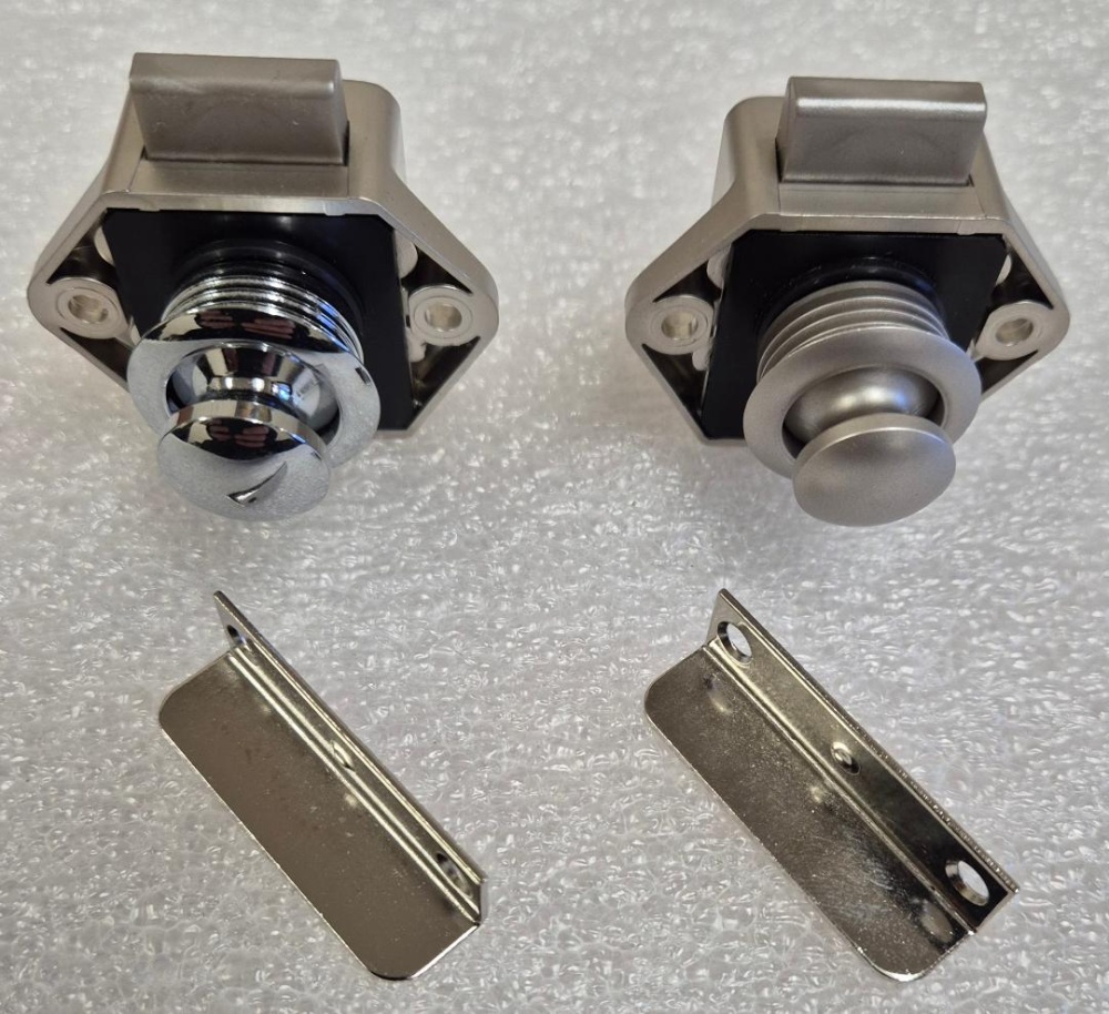 Mini Nickel backed Push Button Door Catch - Motorhomes & Caravans